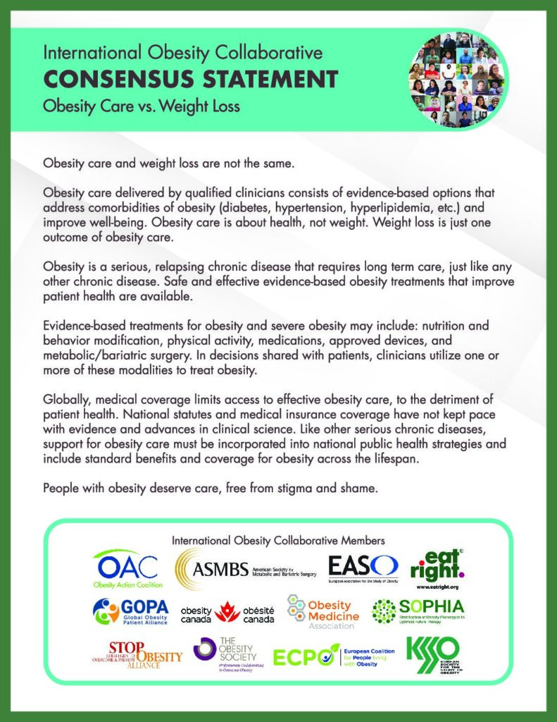 Consensus Statement: Obesity Care vs. Weight Loss | Obesity Canada